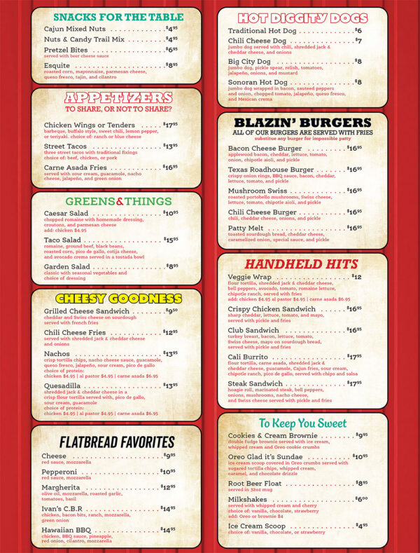 Menu - Red Falcon